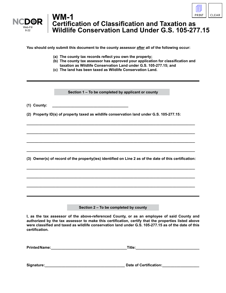 Form WM-1 - Fill Out, Sign Online and Download Fillable PDF, North Carolina | Templateroller