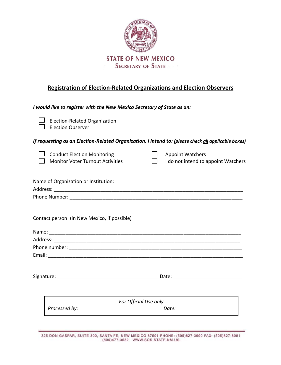 New Mexico Registration of Election-Related Organizations and Election ...