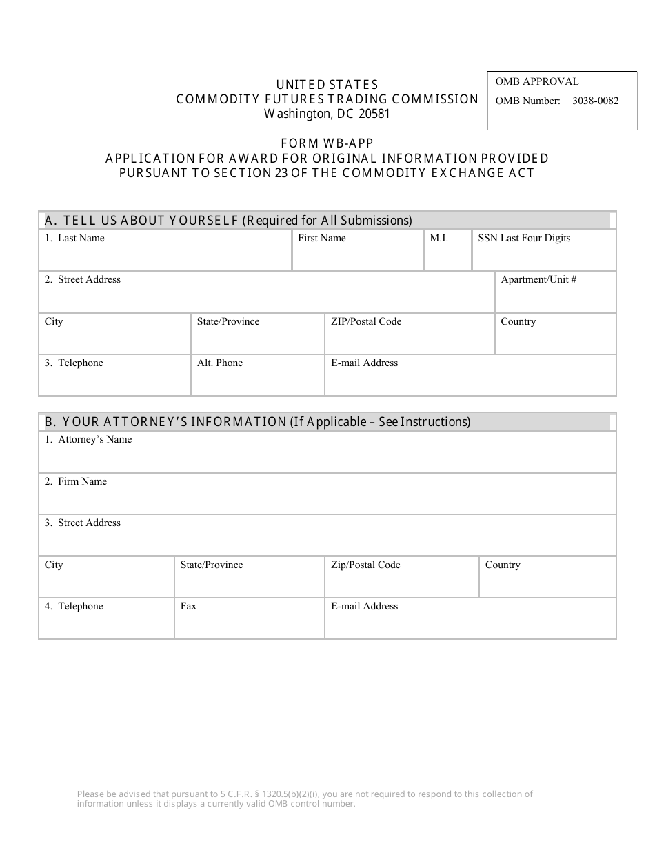 CFTC Form WB-APP - Fill Out, Sign Online and Download Fillable PDF ...