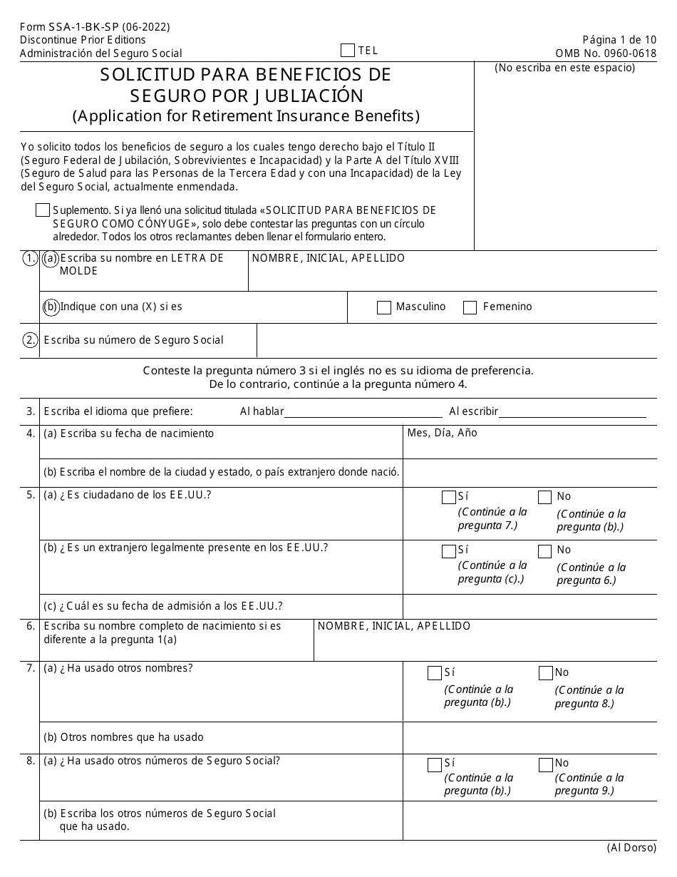 Formulario SSA-1-BK-SP - Fill Out, Sign Online and Download Printable ...
