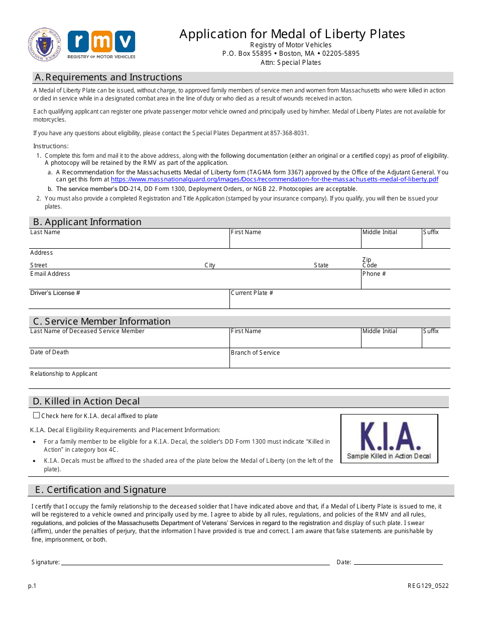 Form REG129 - Fill Out, Sign Online and Download Fillable PDF ...
