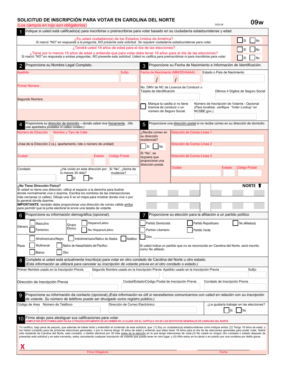 Formulario 09W - Fill Out, Sign Online and Download Fillable PDF, North ...