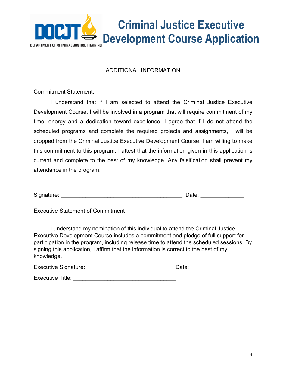 Kentucky Criminal Justice Executive Development Course Application ...