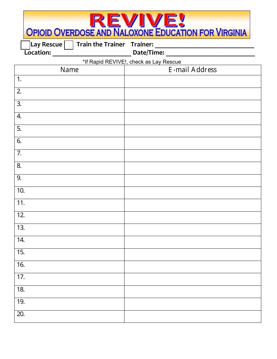 Virginia Sign-In Sheet - Revive! - Fill Out, Sign Online and Download ...