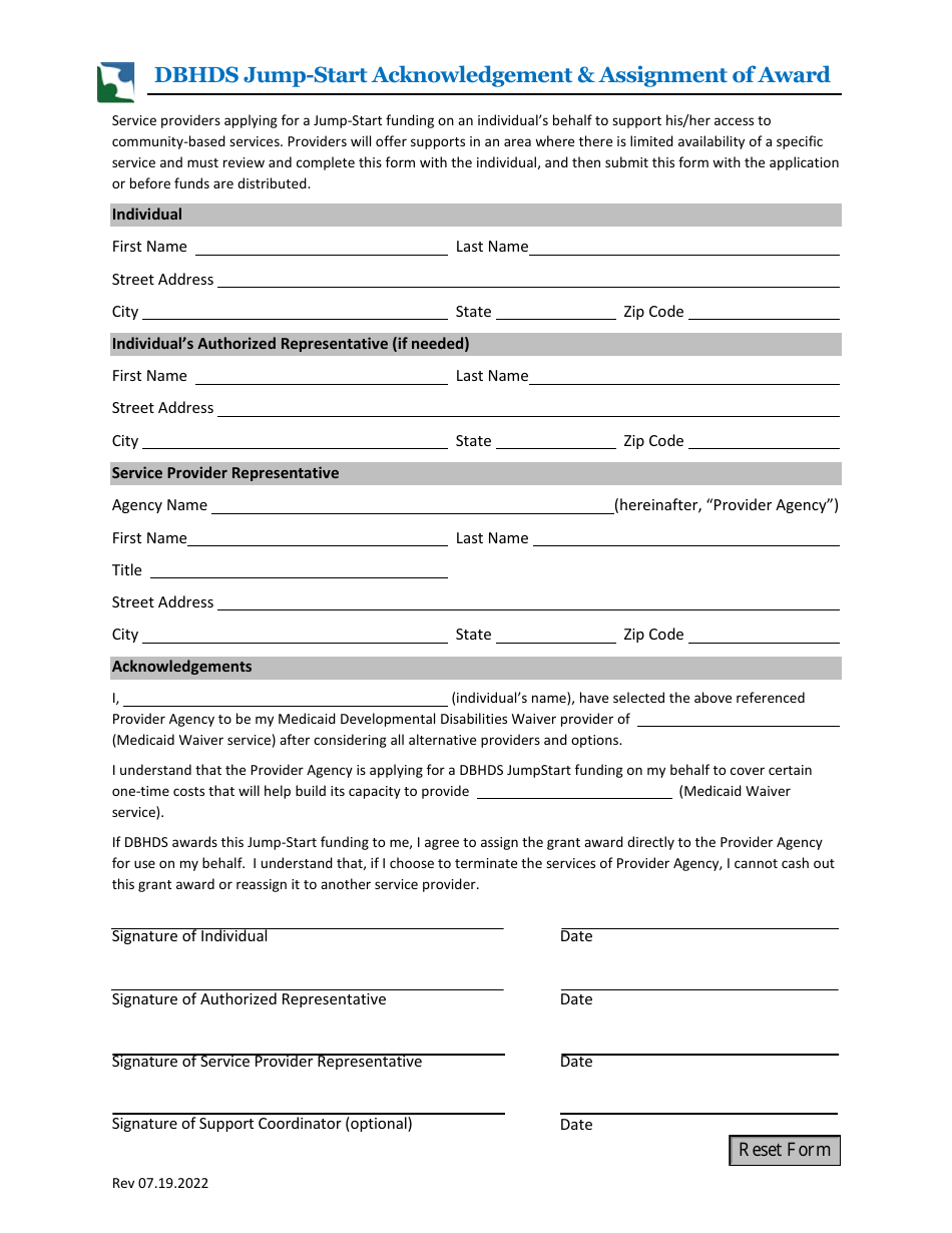 Virginia Jump-Start Acknowledgement & Assignment of Award - Fill Out ...