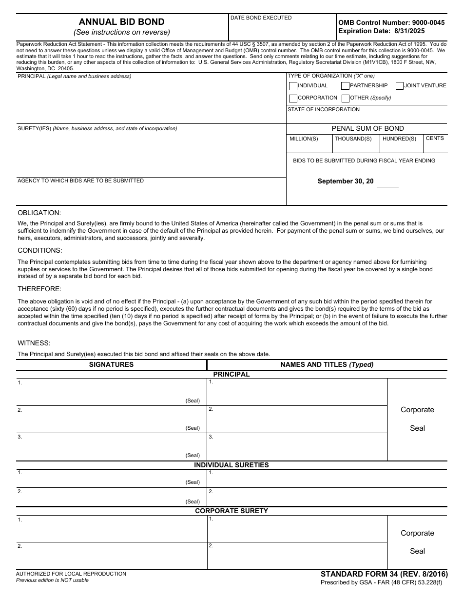 Form SF-34 - Fill Out, Sign Online and Download Fillable PDF ...