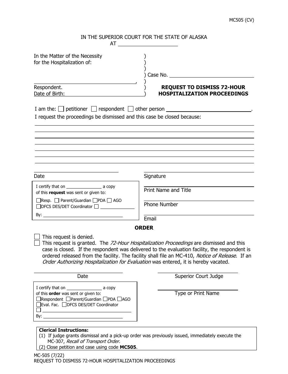 Form MC-505 - Fill Out, Sign Online and Download Fillable PDF, Alaska ...