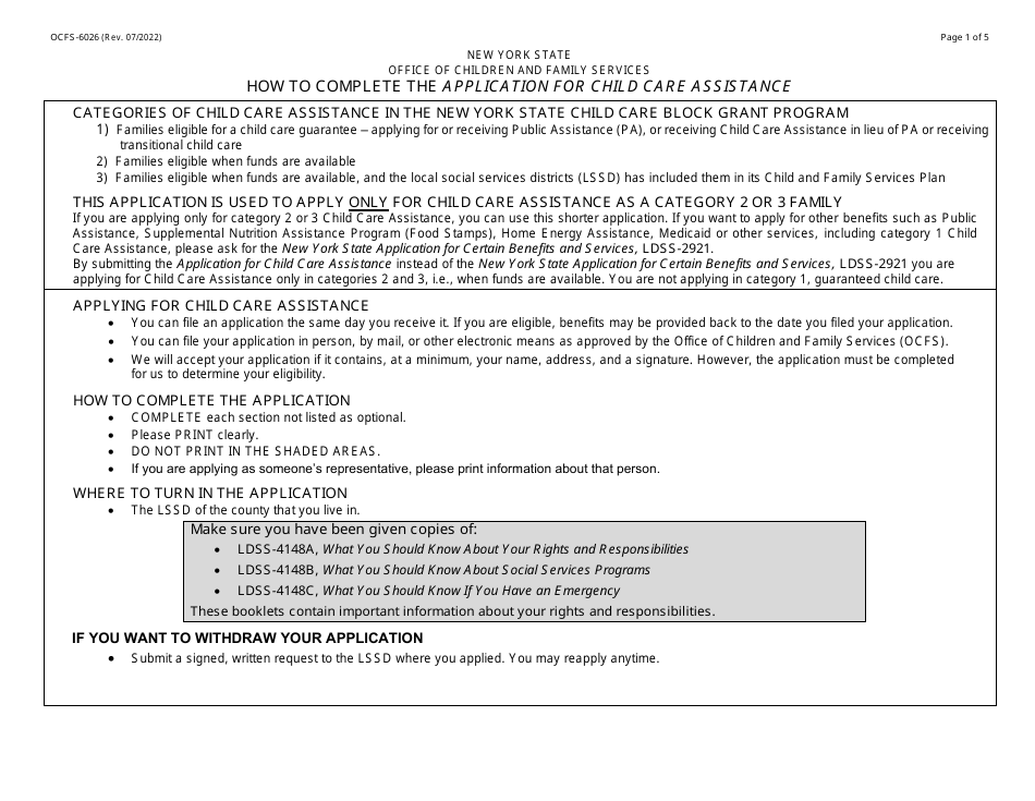 Download Instructions for Form OCFS-6025 Application for Child Care ...