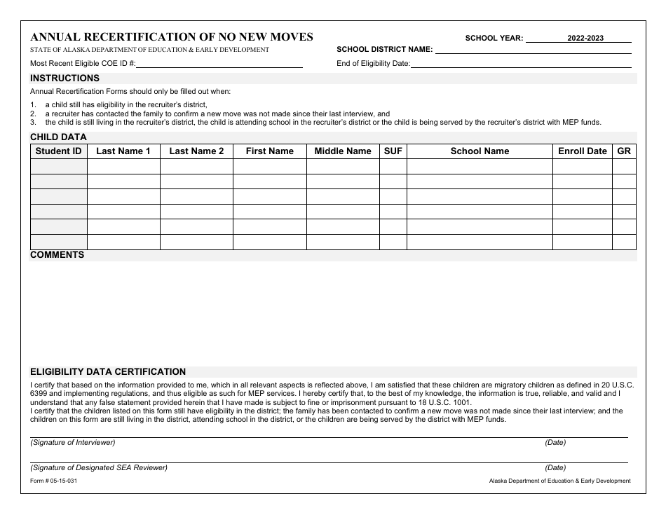 Form 05-15-031 Download Fillable PDF or Fill Online Annual ...