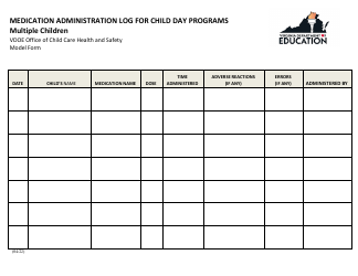 Virginia Medication Administration Log for Child Day Programs ...