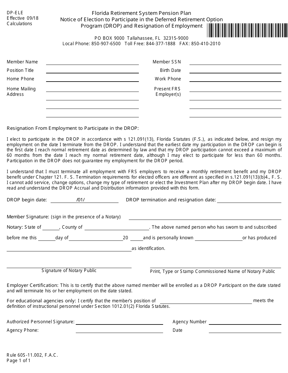 Form DP-ELE - Fill Out, Sign Online and Download Fillable PDF, Florida ...