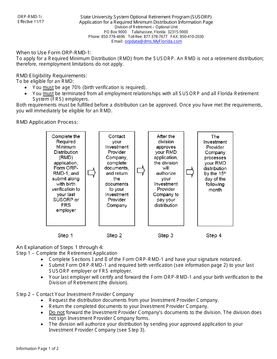 Form ORP-RMD-1 - Fill Out, Sign Online and Download Fillable PDF ...