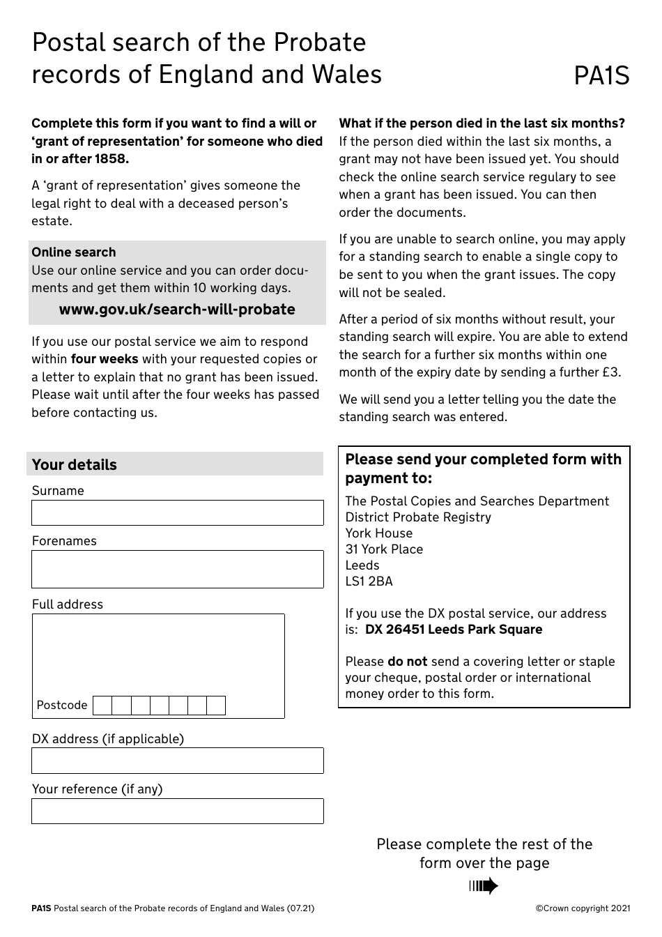 Form PA1S - Fill Out, Sign Online and Download Fillable PDF, United ...