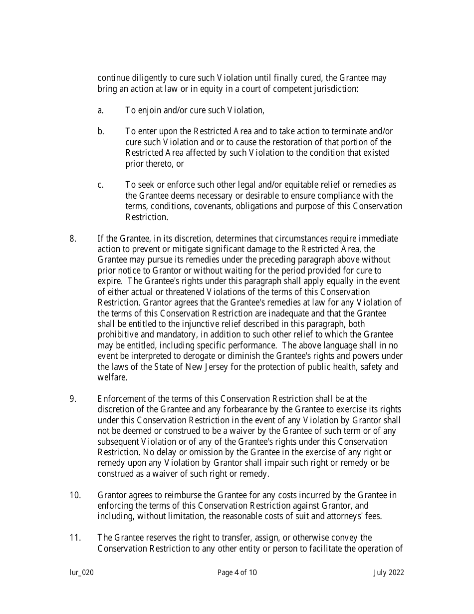 New Jersey Grant of Conservation Restriction (Transition Area Waiver ... New Jersey Grant of Conservation Restriction (Transition Area Waiver ...