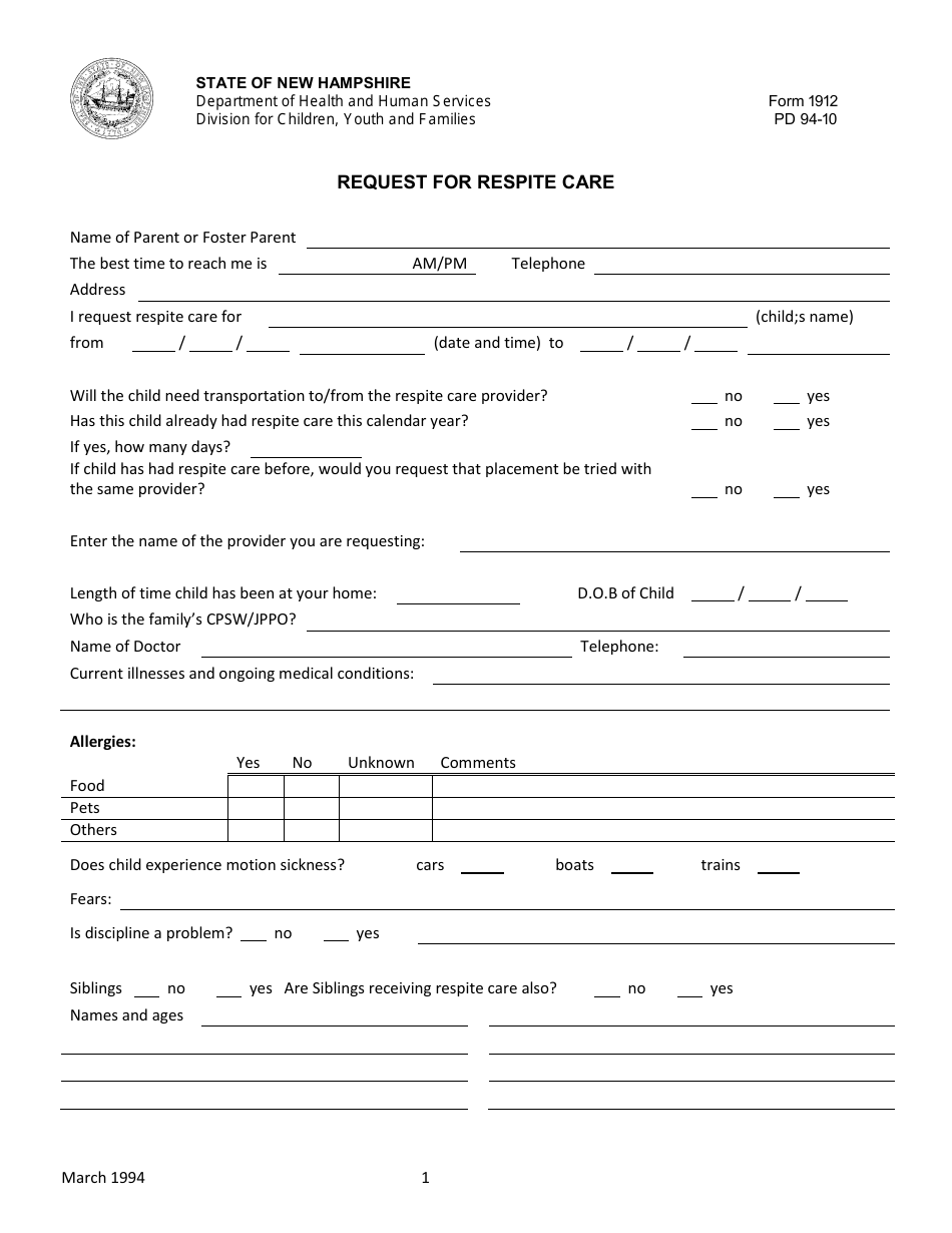 Form 1912 - Fill Out, Sign Online and Download Printable PDF, New ...