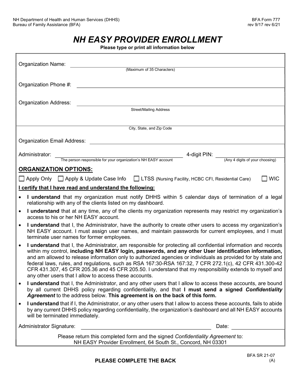 BFA Form 777 - Fill Out, Sign Online and Download Printable PDF, New ...