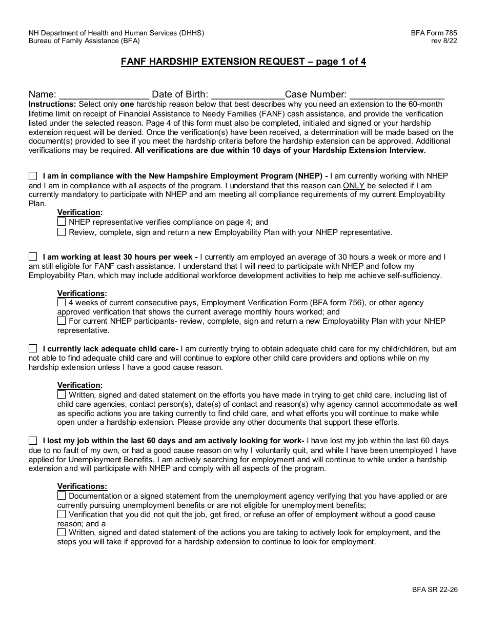 BFA Form 785 - Fill Out, Sign Online and Download Printable PDF, New ...