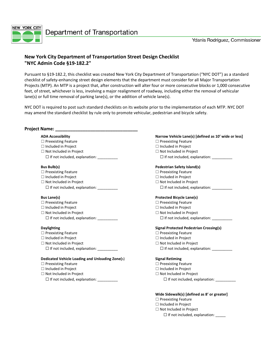 New York City Street Design Checklist - Fill Out, Sign Online and ...