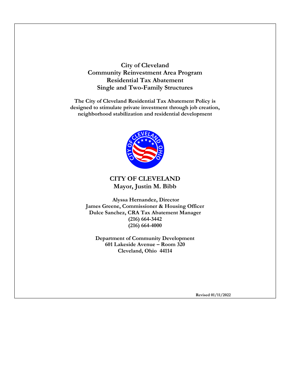 City of Cleveland, Ohio Single and Two Family Structure Application ...