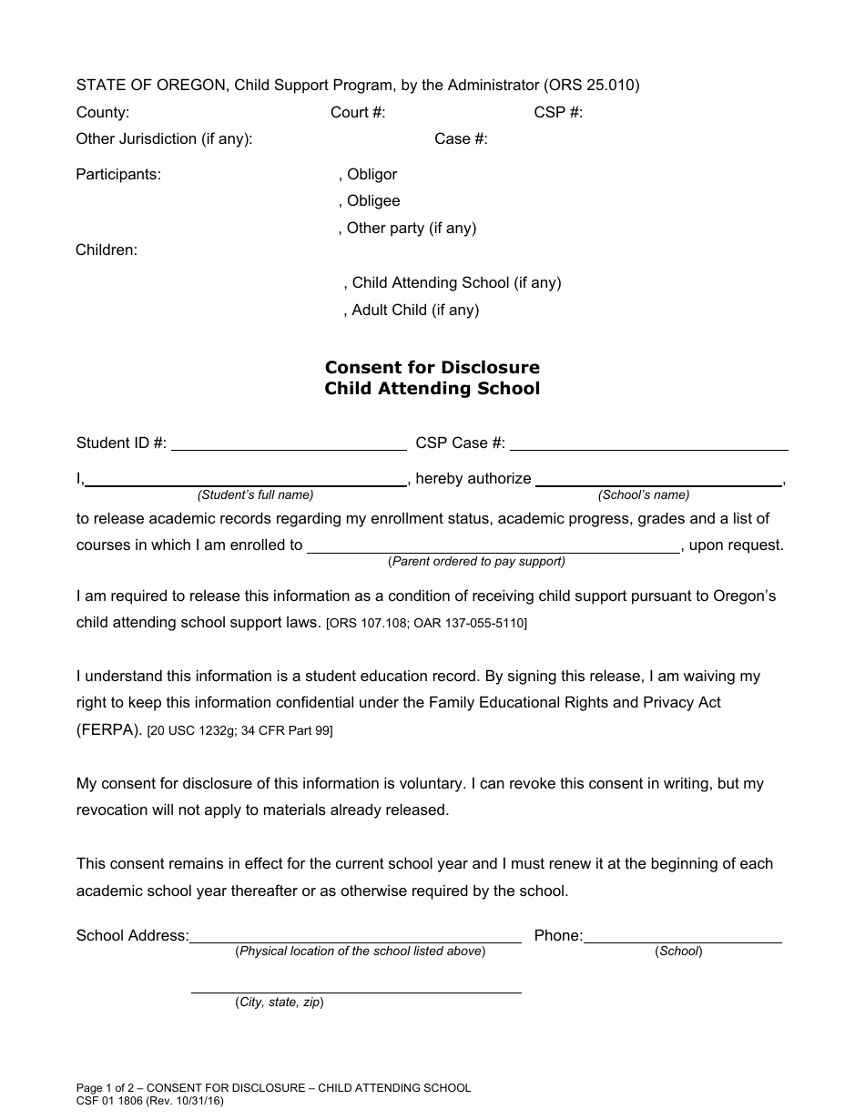 Form CSF01 1806 - Fill Out, Sign Online and Download Fillable PDF ...
