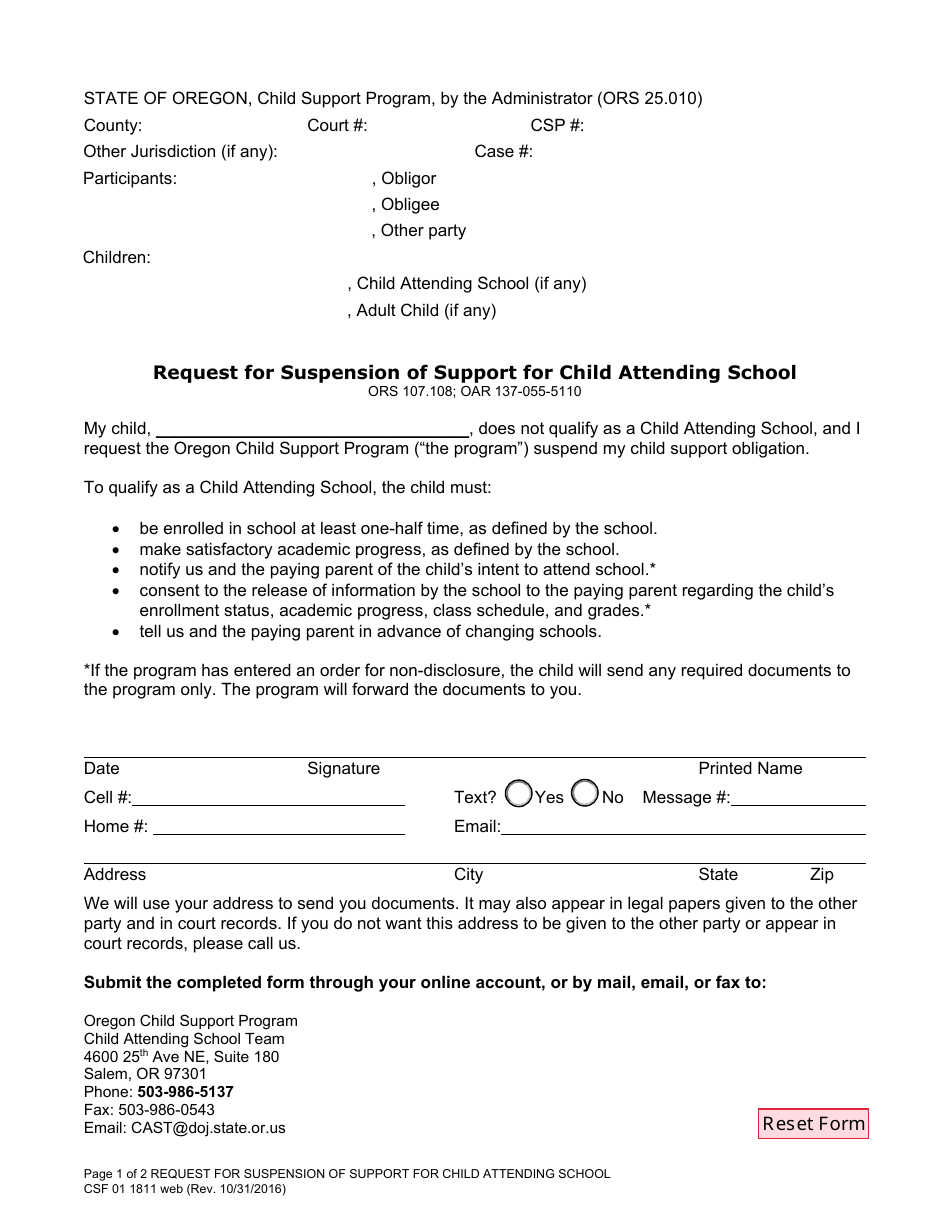 Form CSF01 1811 - Fill Out, Sign Online and Download Fillable PDF ...
