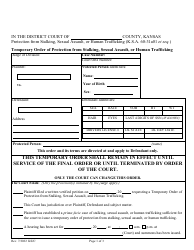 Kansas Temporary Order of Protection From Stalking, Sexual Assault, or ...