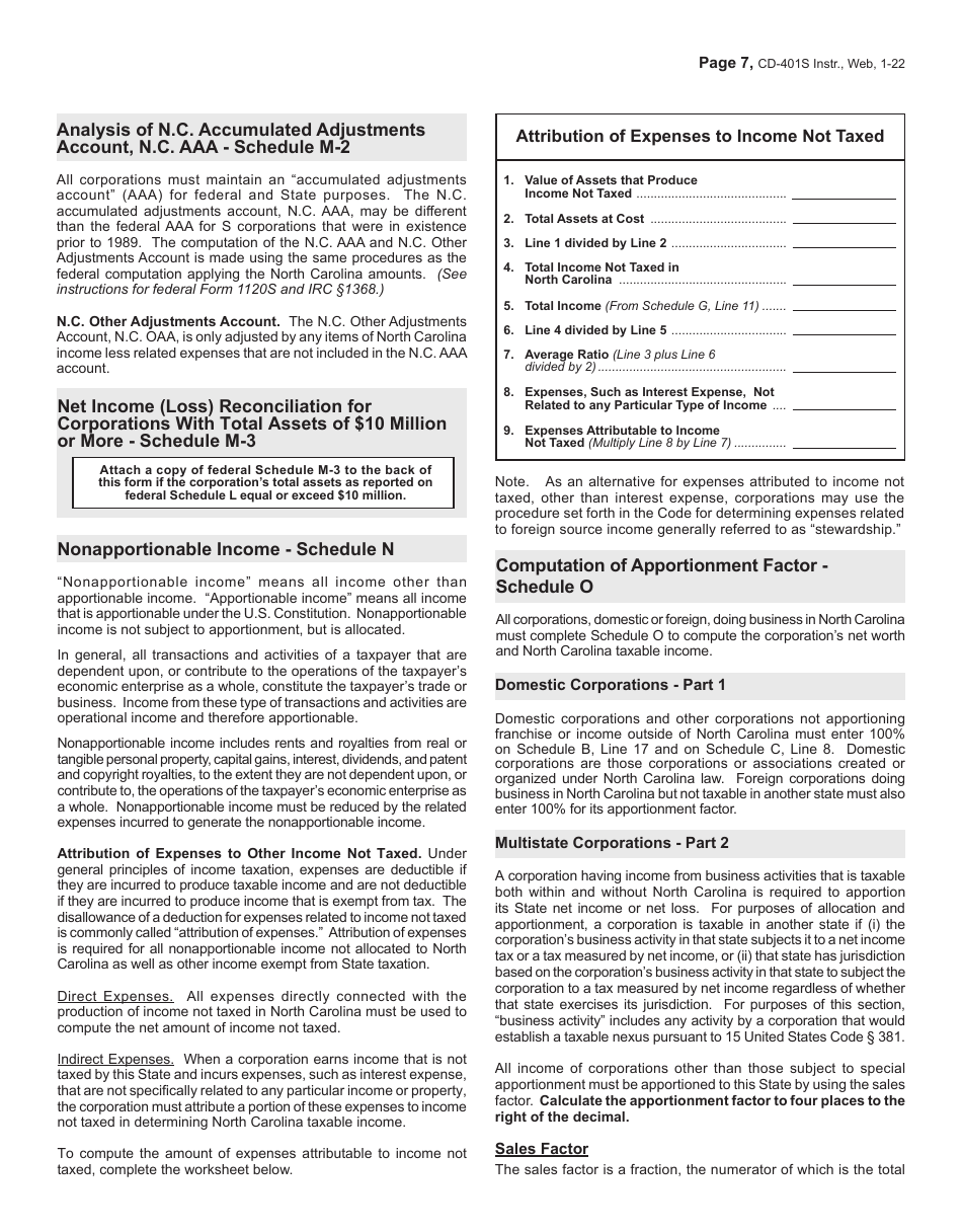 Download Instructions for Form CD-401S S-Corporation Tax Return PDF ...