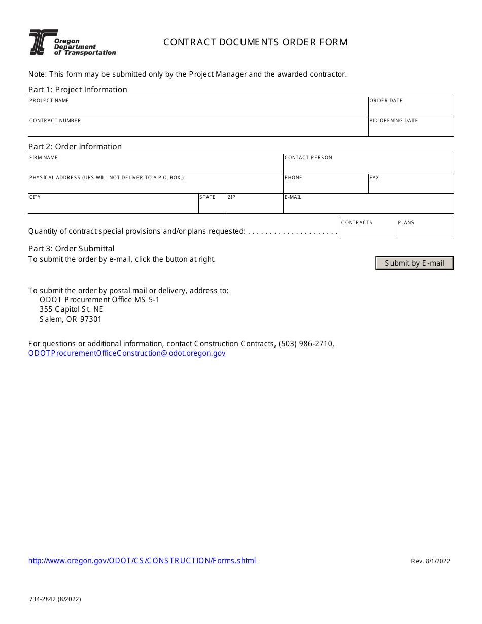Form 734-2842 Download Fillable PDF or Fill Online Contract Documents ...