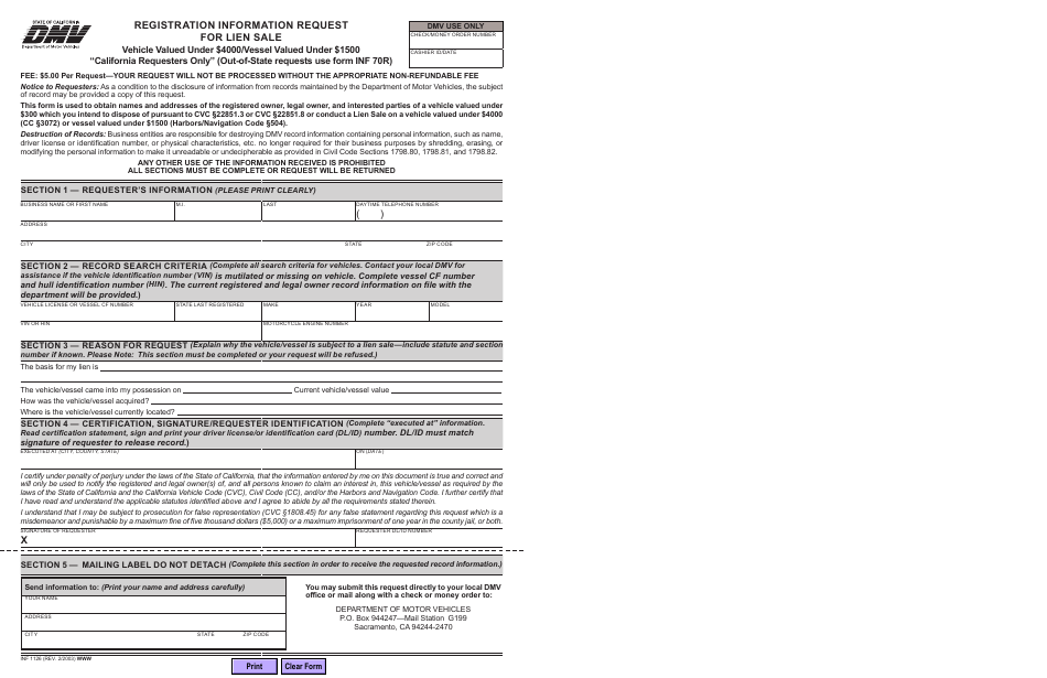 Form INF1126 - Fill Out, Sign Online and Download Fillable PDF ...