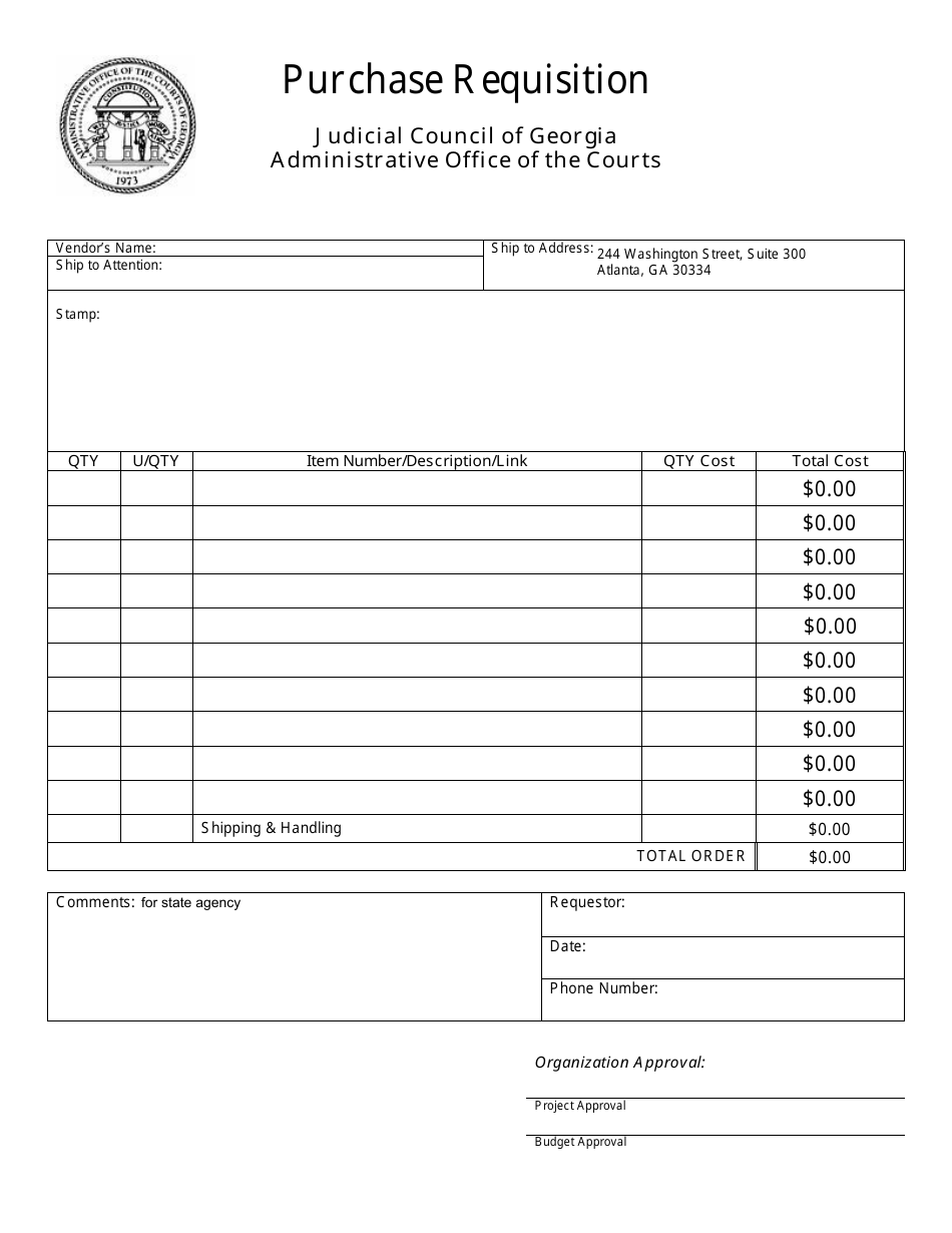 Georgia (United States) Purchase Requisition - Fill Out, Sign Online ...
