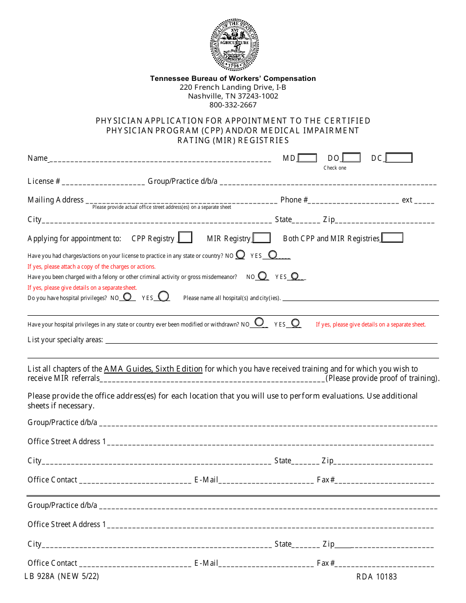 Form LB928A - Fill Out, Sign Online and Download Fillable PDF ...
