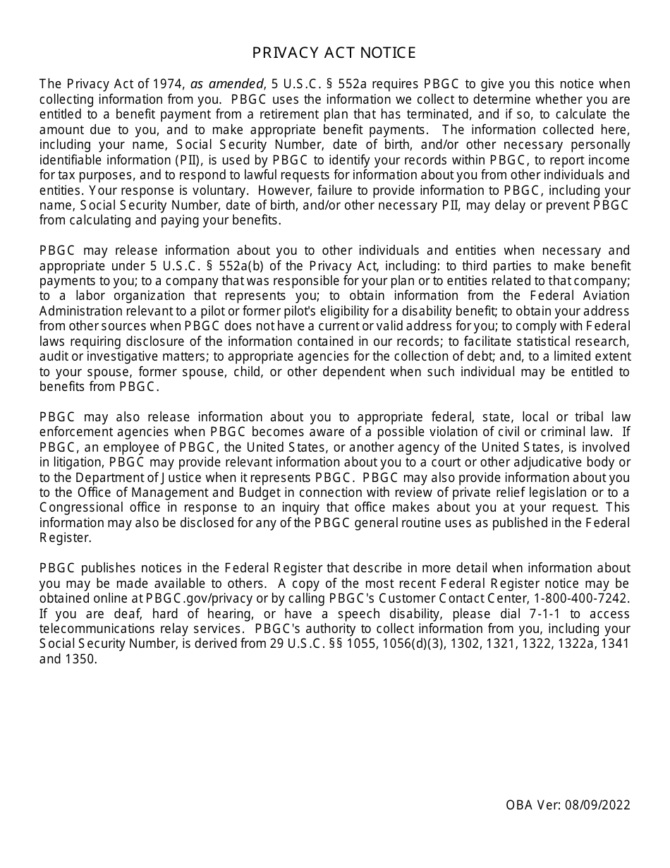 PBGC Form 708 Download Printable PDF or Fill Online Designation of ...