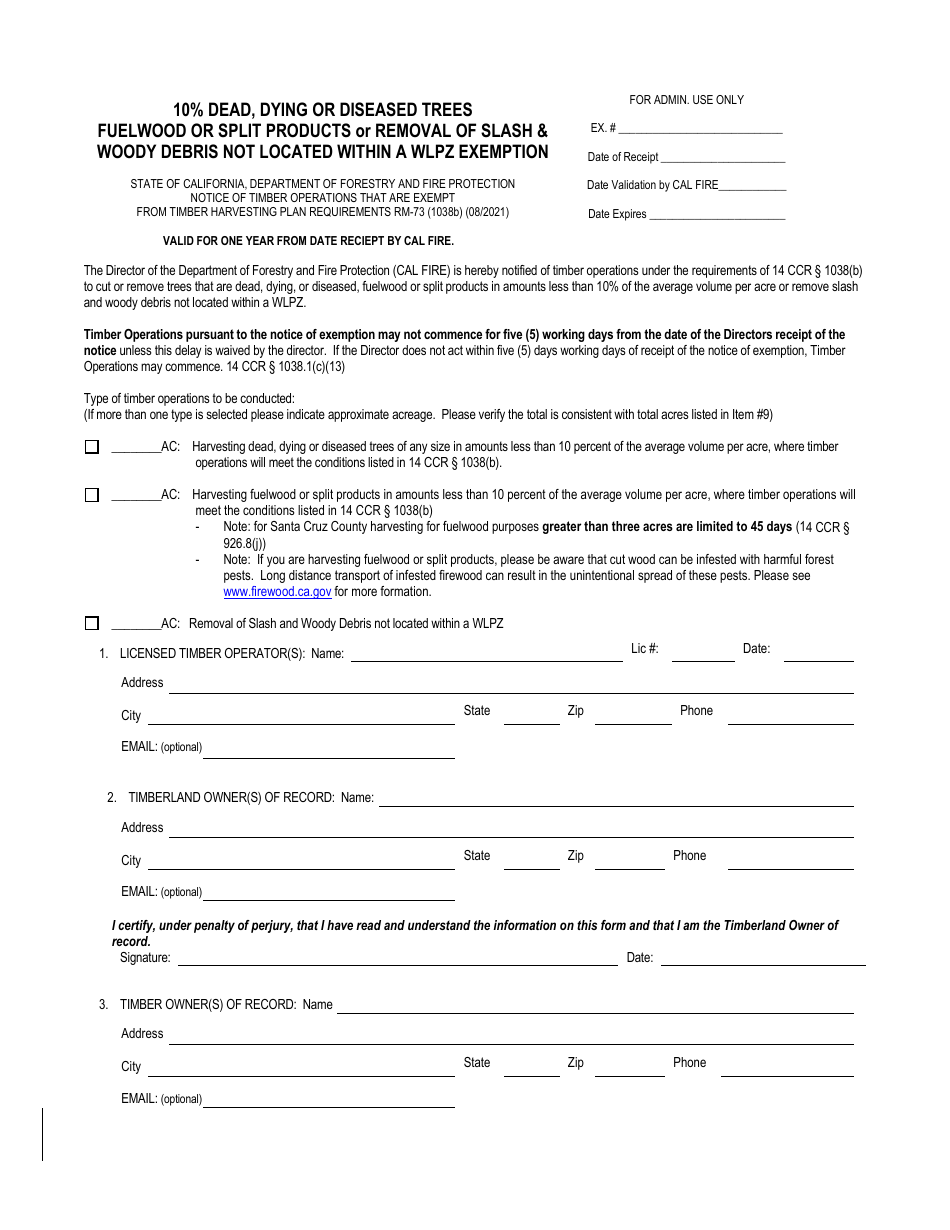 Form RM-73 (1038B) - Fill Out, Sign Online and Download Fillable PDF ...