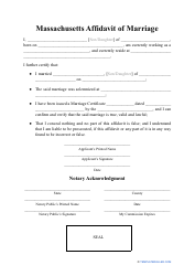 Massachusetts Affidavit of Marriage - Fill Out, Sign Online and Download PDF | Templateroller