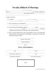 Nevada Affidavit of Marriage - Fill Out, Sign Online and Download PDF ...