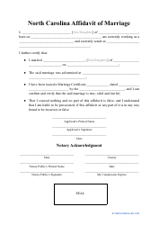 North Carolina Affidavit of Marriage - Fill Out, Sign Online and ...