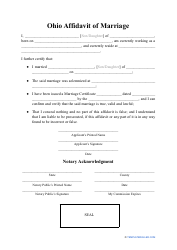 Ohio Affidavit of Marriage - Fill Out, Sign Online and Download PDF ...