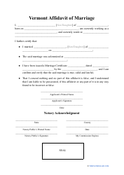 Vermont License Affidavit Form Download Printable PDF | Templateroller