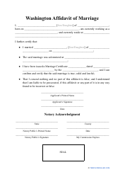 Washington Affidavit of Marriage - Fill Out, Sign Online and Download ...