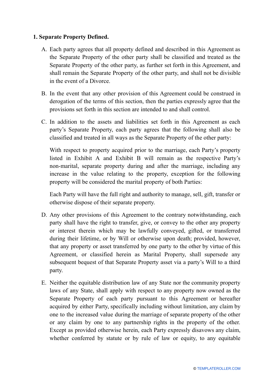 Texas Postnuptial Agreement Template Fill Out Sign Online And