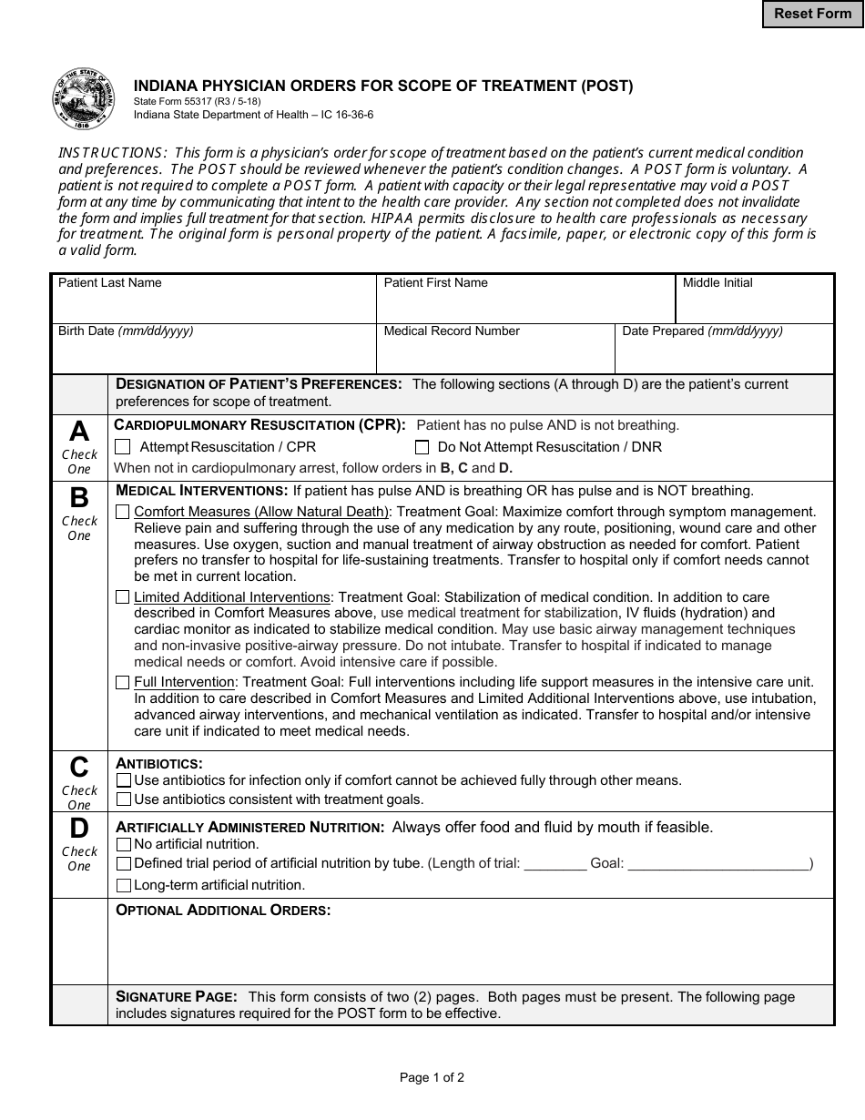 State Form 55317 - Fill Out, Sign Online and Download Printable PDF ...