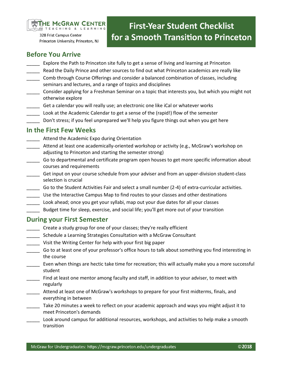 New Jersey First-Year Student Checklist for a Smooth Transition to ...