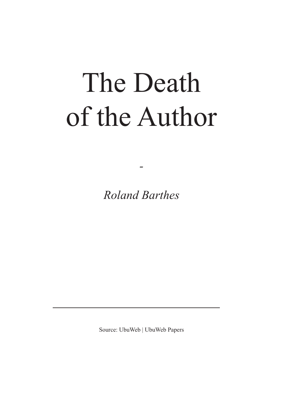The Death of the Author - Roland Barthes Download Printable PDF ...