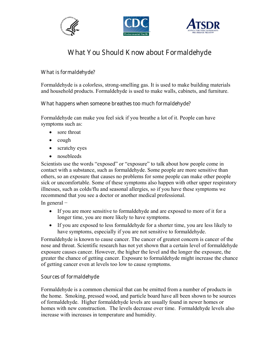 What You Should Know About Formaldehyde - Fill Out, Sign Online and ...