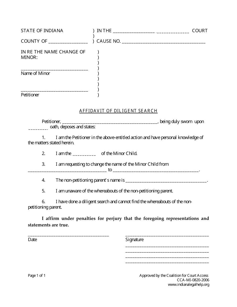 Indiana Minor Child Name Change Without Consent of Other Parent - Fill ... Indiana Minor Child Name Change Without Consent of Other Parent - Fill ...