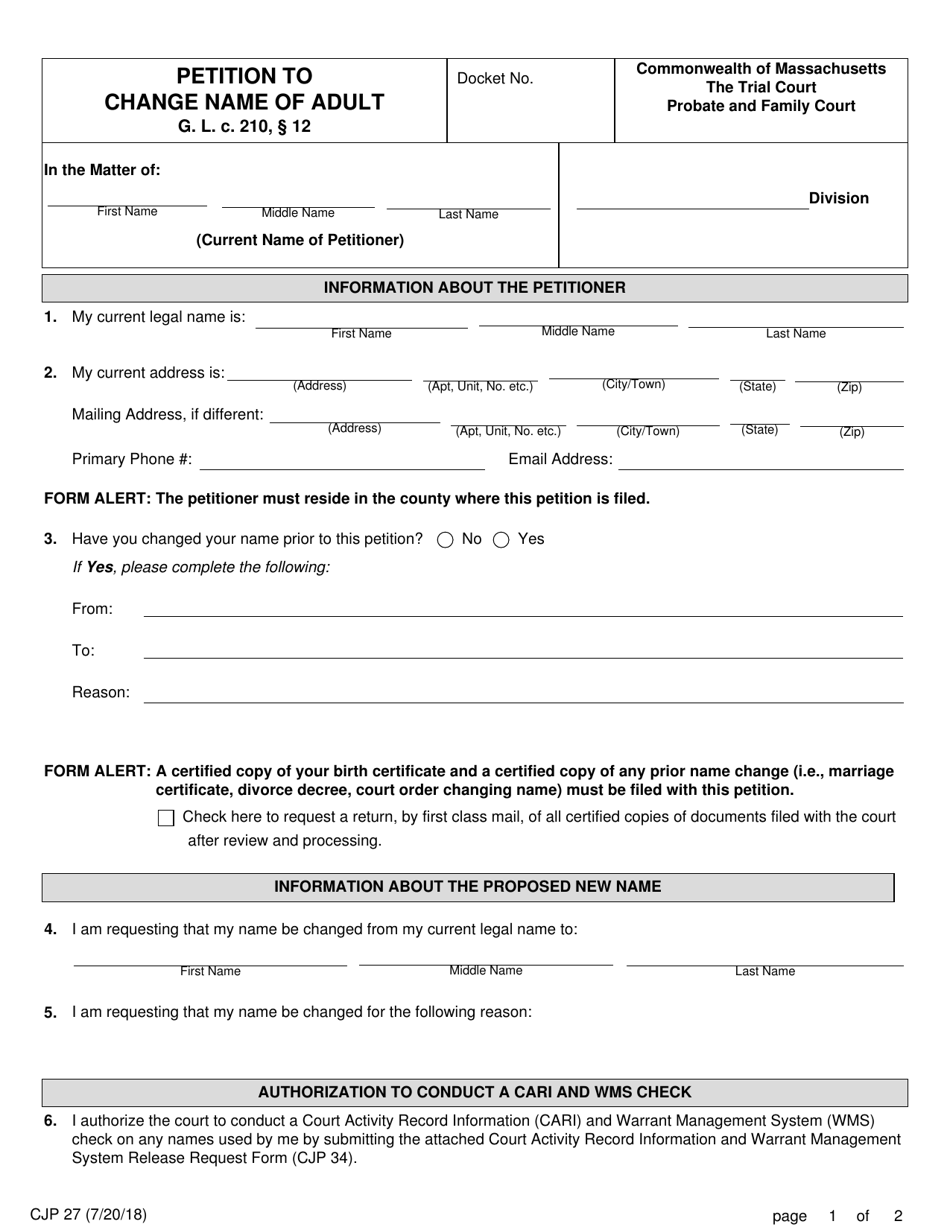 Form CJP27 - Fill Out, Sign Online and Download Printable PDF ...