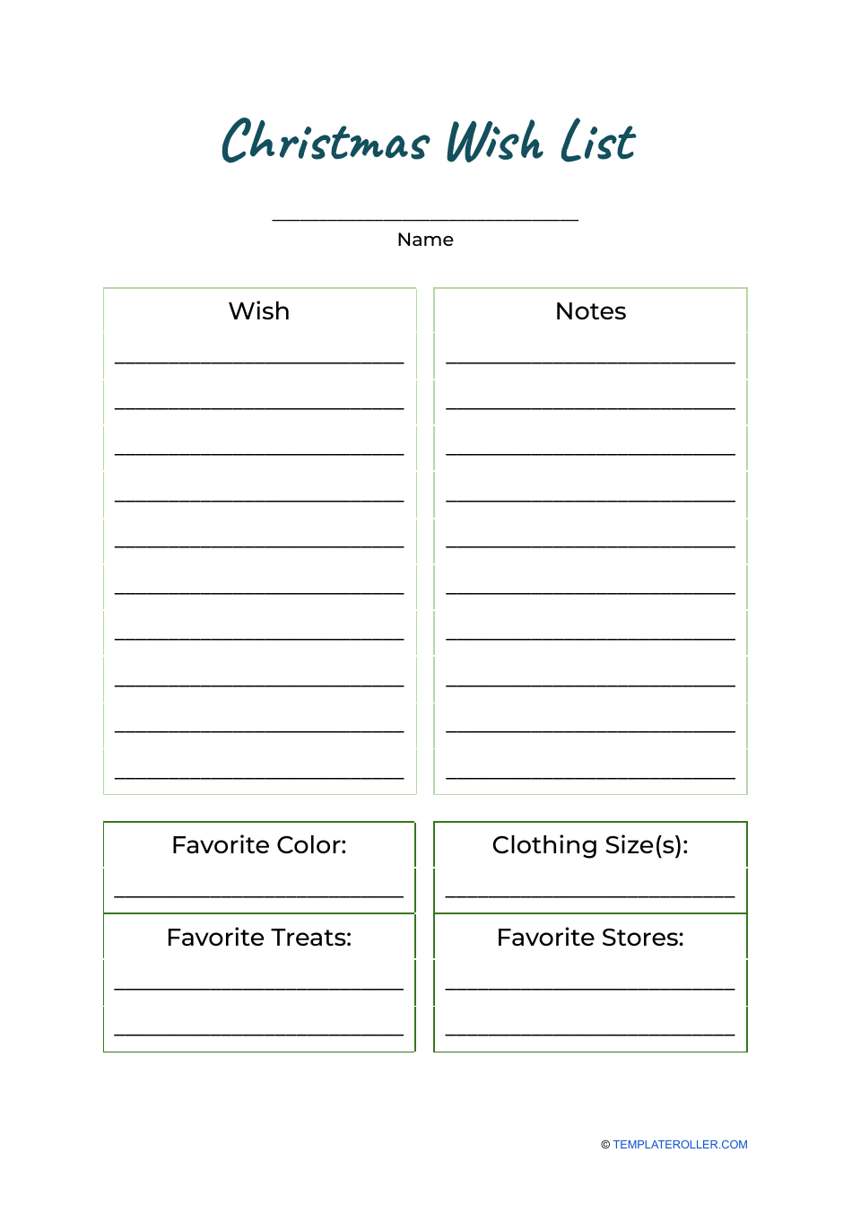 Christmas Wish List Template - Blue Download Printable PDF | Templateroller