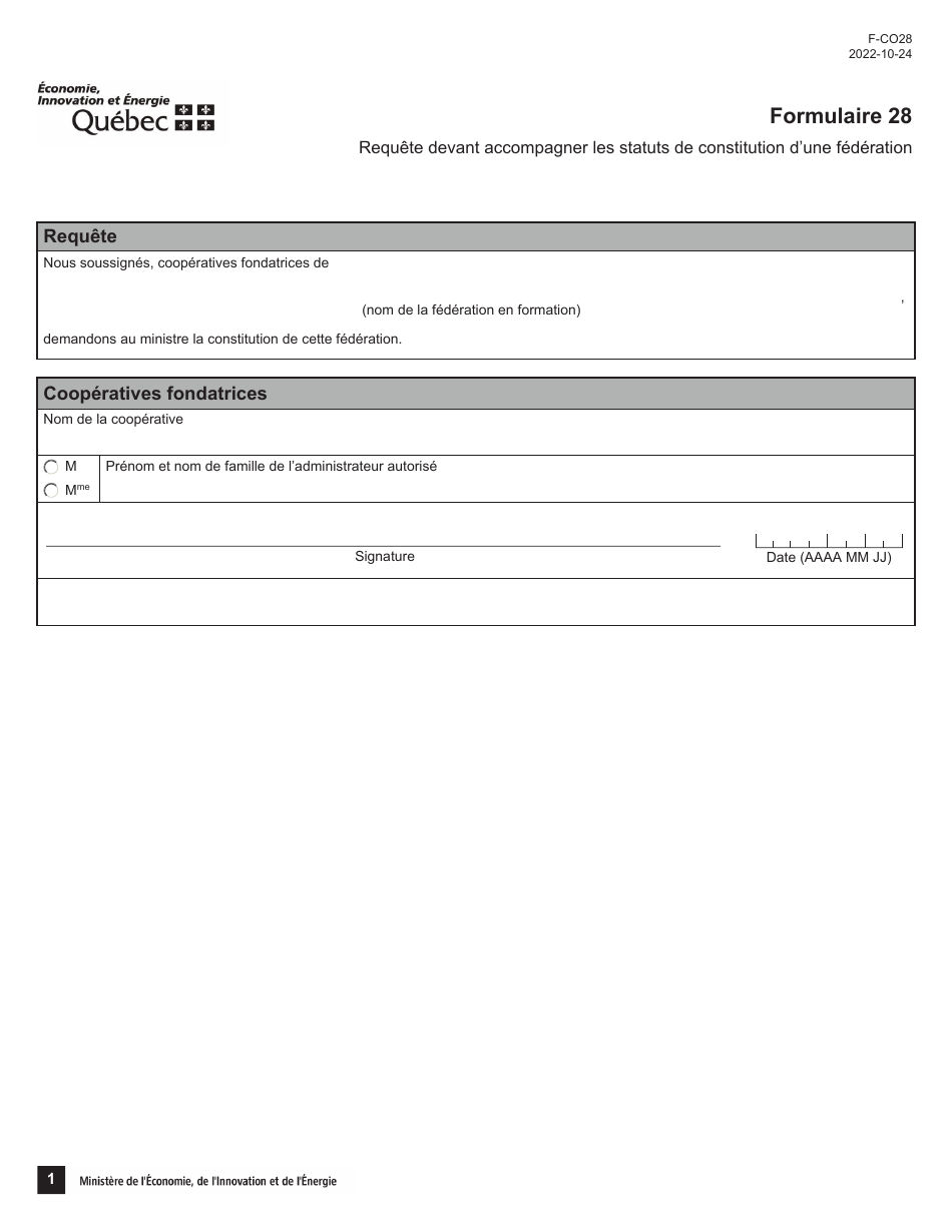 Forme 28 (F-CO28) Download Fillable PDF or Fill Online Requete Devant ...