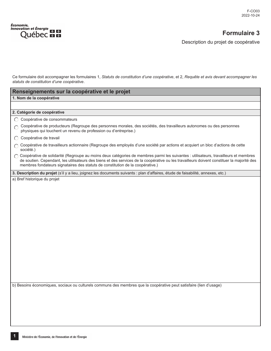 Forme 3 (F-CO03) Download Fillable PDF or Fill Online Description Du ...
