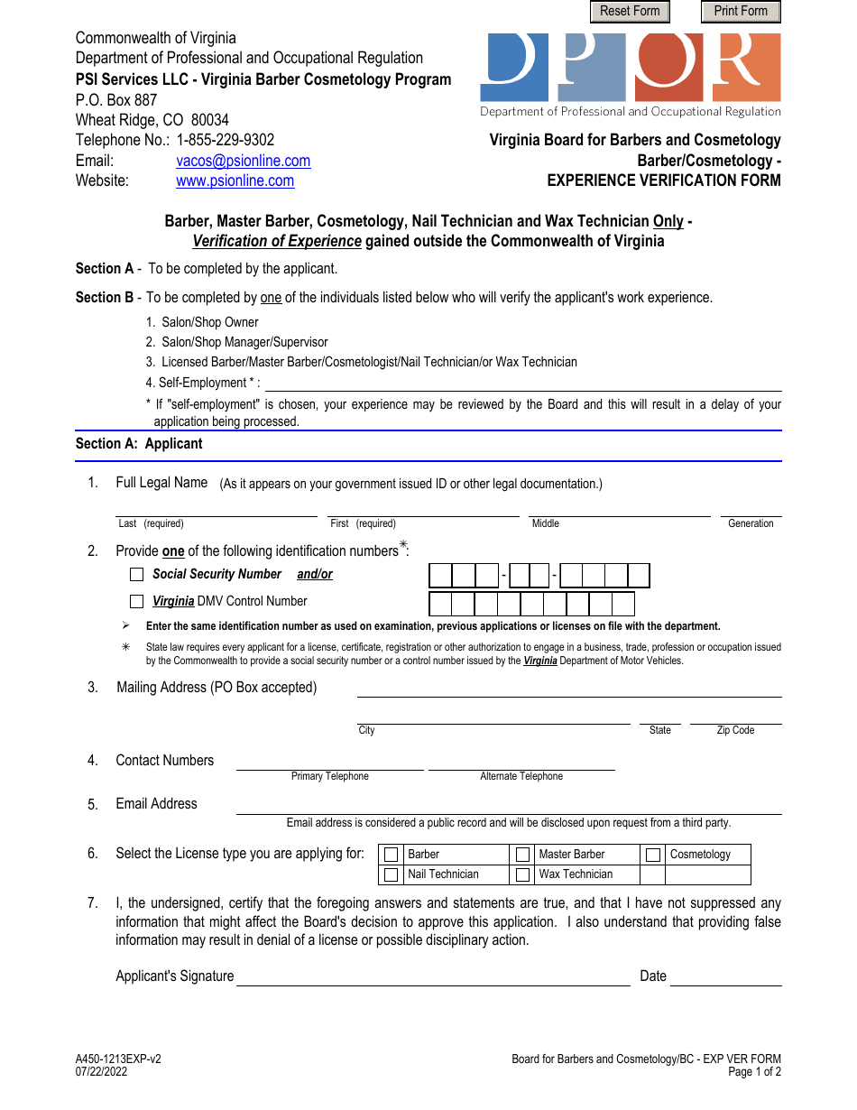 Form A450-1213EXP - Fill Out, Sign Online and Download Fillable PDF ...